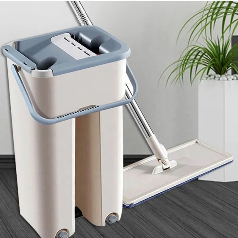 Cleaning Wash Flat Mop And Bucket Set Squeeze Mop Bucket For Flooring ...