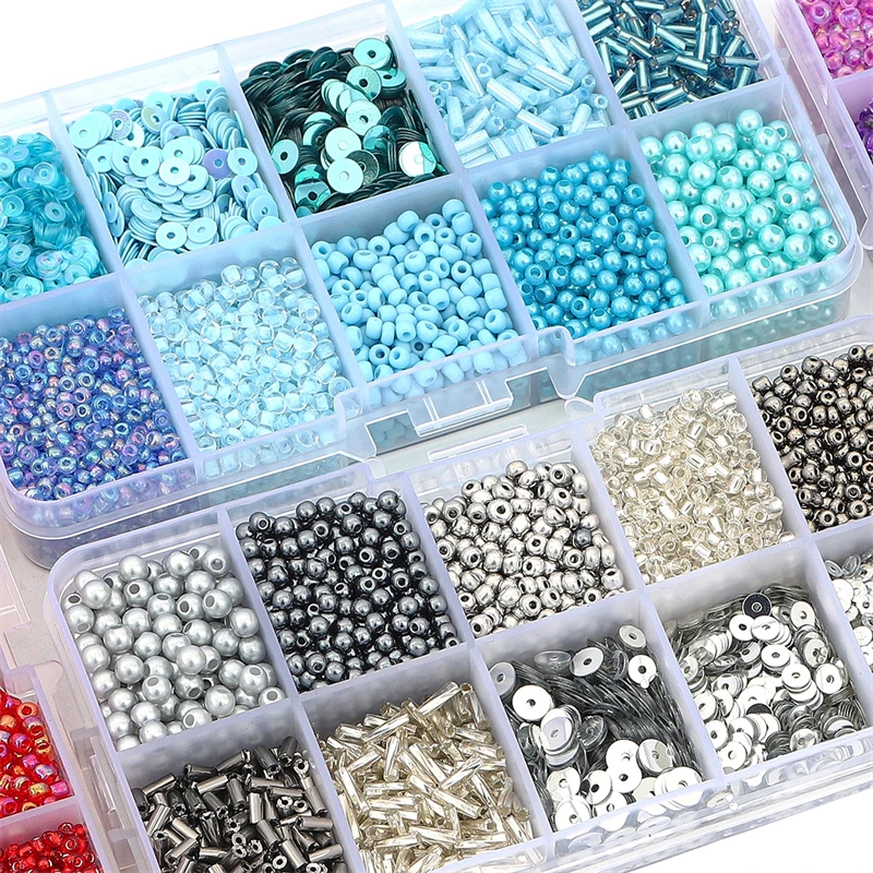 Wholesale 12 Colors Mix Seed Sequins Imitation Pearl Beads Kit Box For ...