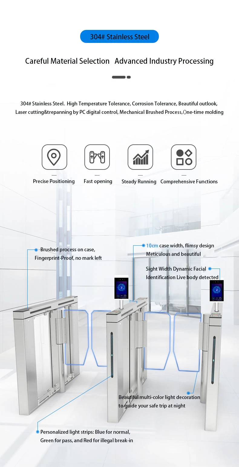 Fast Speed Pedestrian Access Control System Swing Barrier Gate