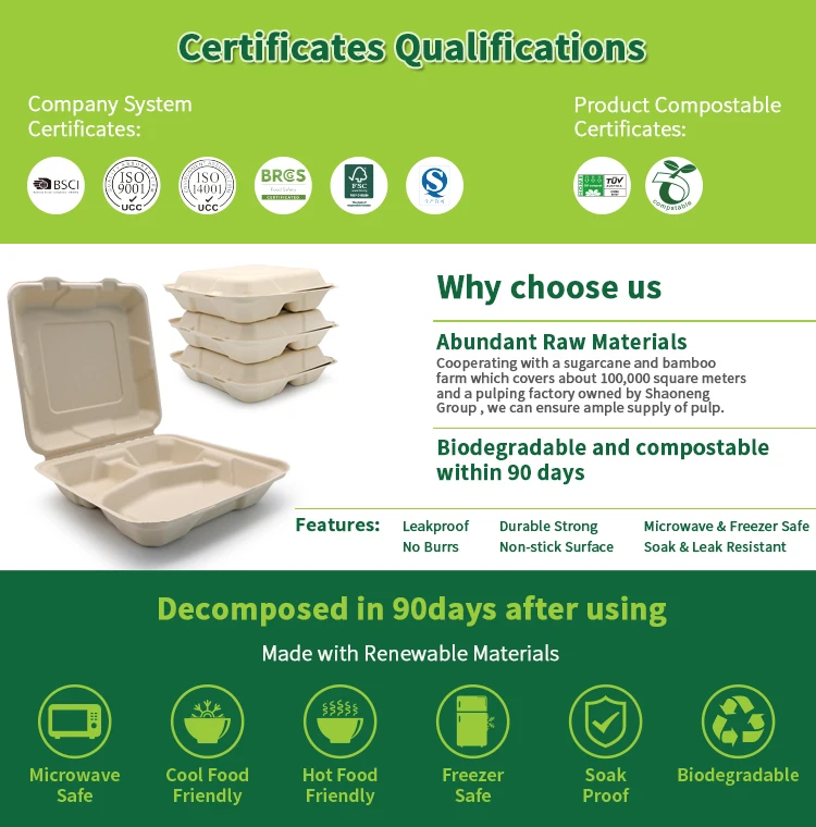 Sugarcane Clamshells - Durable, Eco-Friendly Food Containers