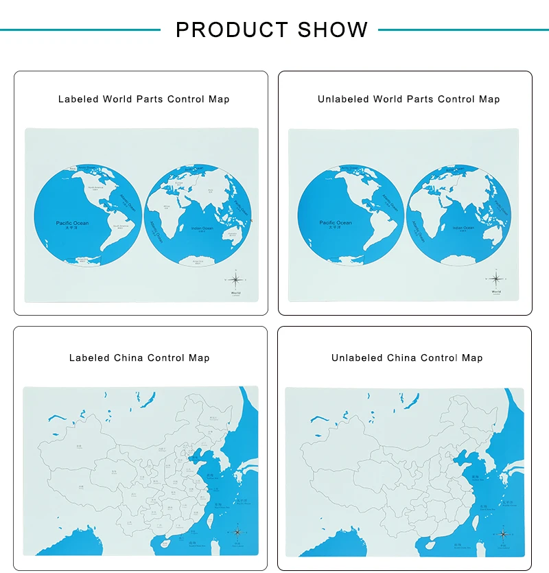 Montessori Control Map - Labeled & Unlabeled Geography Toy