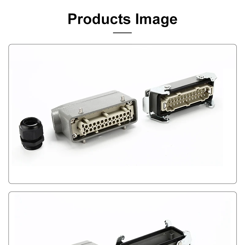 Heavy Duty Connectors Hdc-he-024-1 F/m 24pin Industrial Rectangular Aviation Connector Plug 16a ...