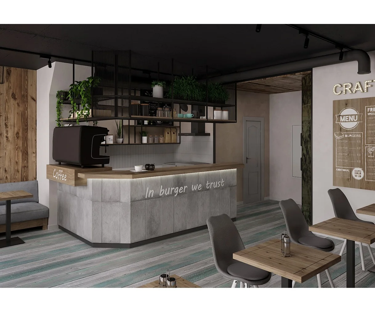 Wooden Coffee Shop Display Counters - Stylish & Durable