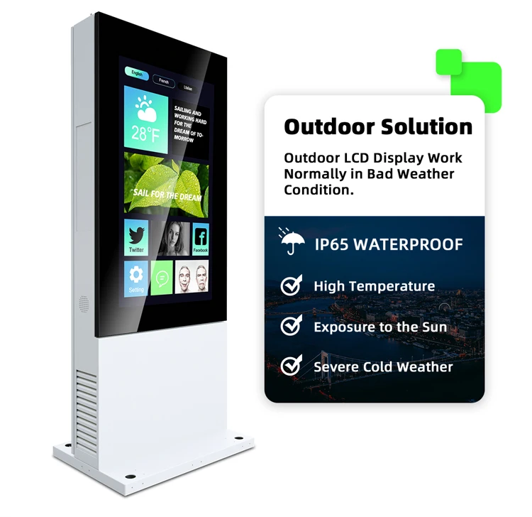 Monitor Restaurant Lcd Screen Signage Kiosk Solar Pole Outdoor Panel ...