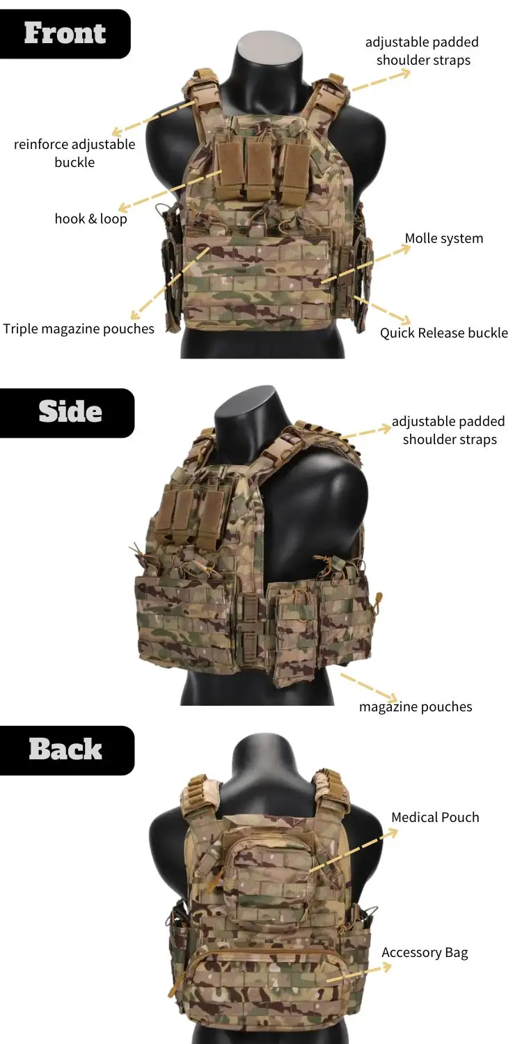 Yuda Multicam Armor Vest 1000d Durable Nylon Chaleco Tactico Plate ...