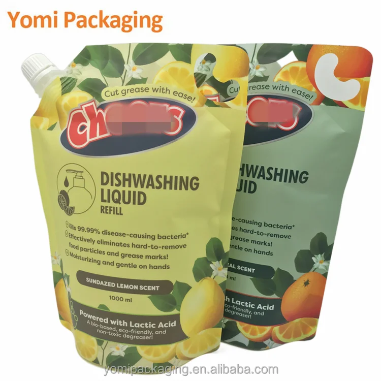 250ml 500ml 1L Eco-Friendly Kraft Paper Spout Pouch for Shampoo Refill