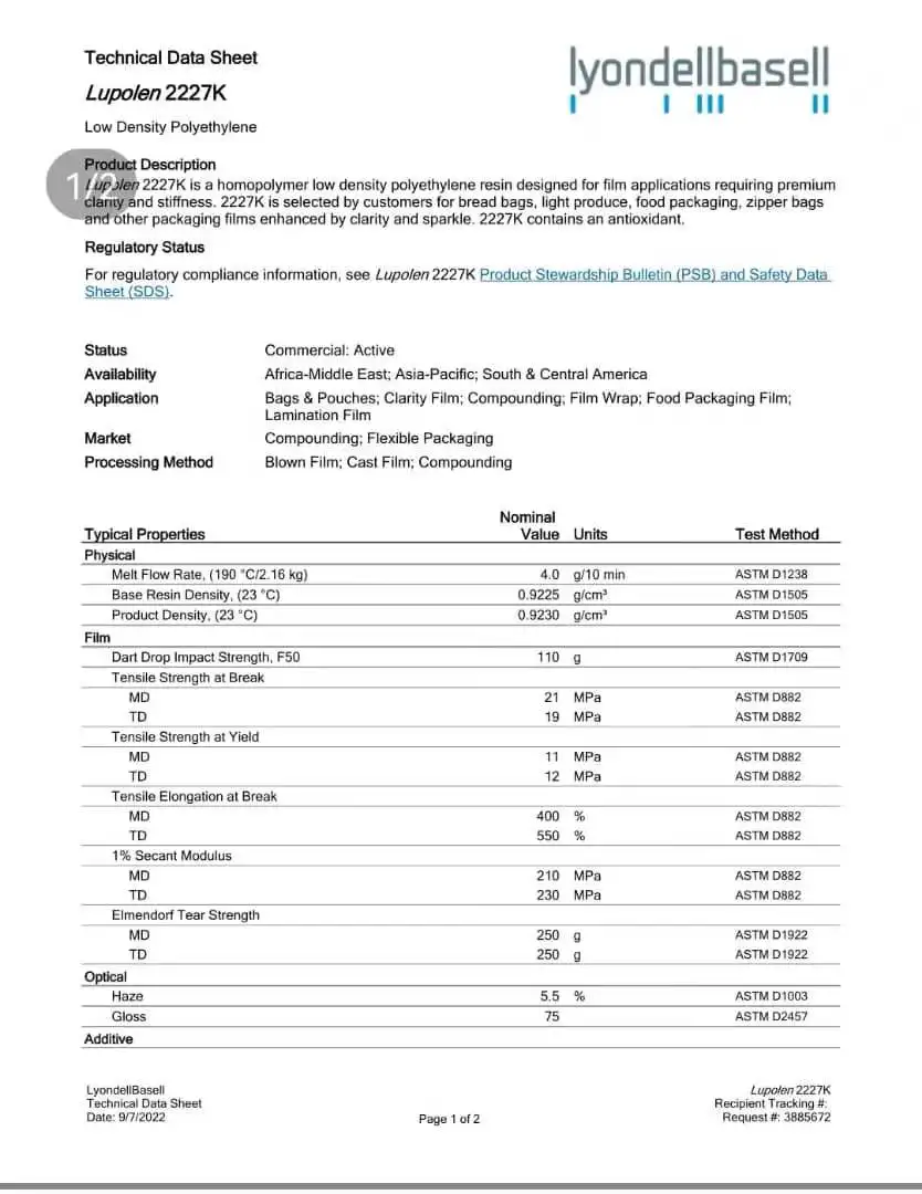 Lupolen 2227K LDPE - High-Quality Low-Density Polyethylene