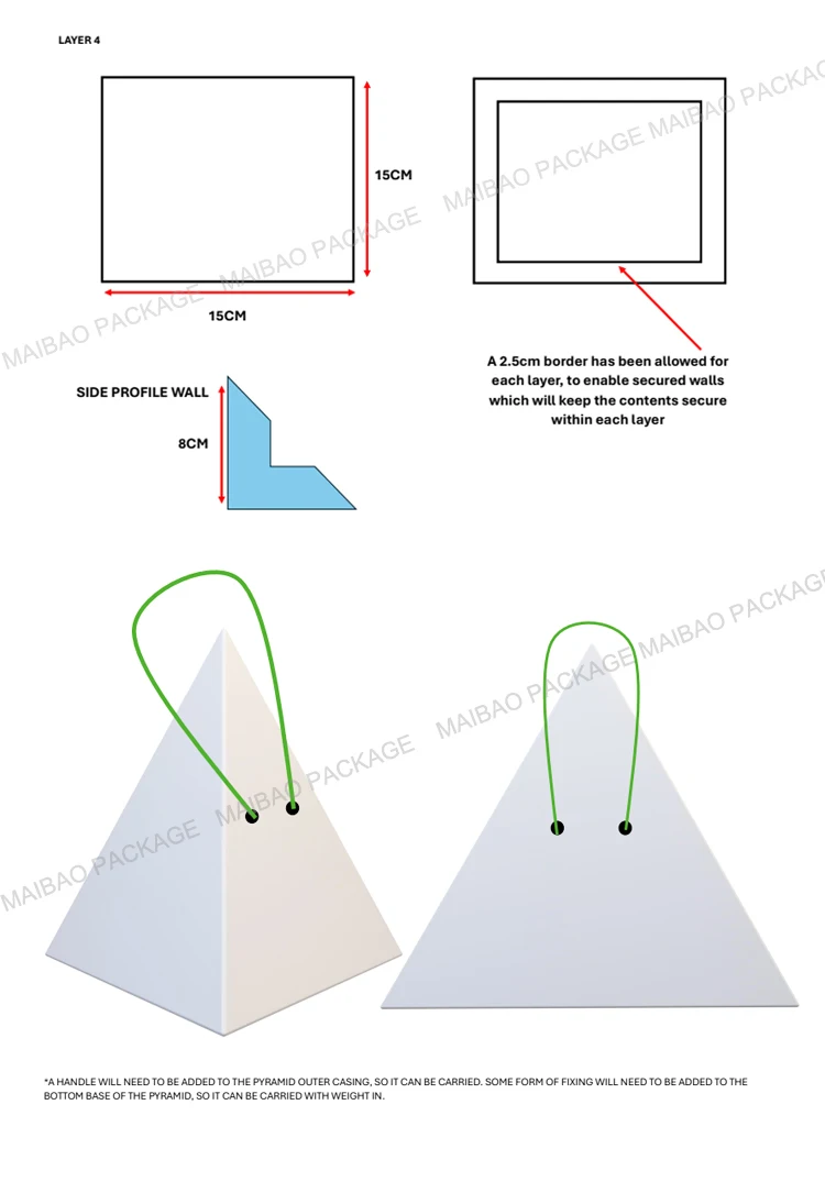 Customized Multi-Level Pyramid Shape Cake Box - Restaurants to Go
