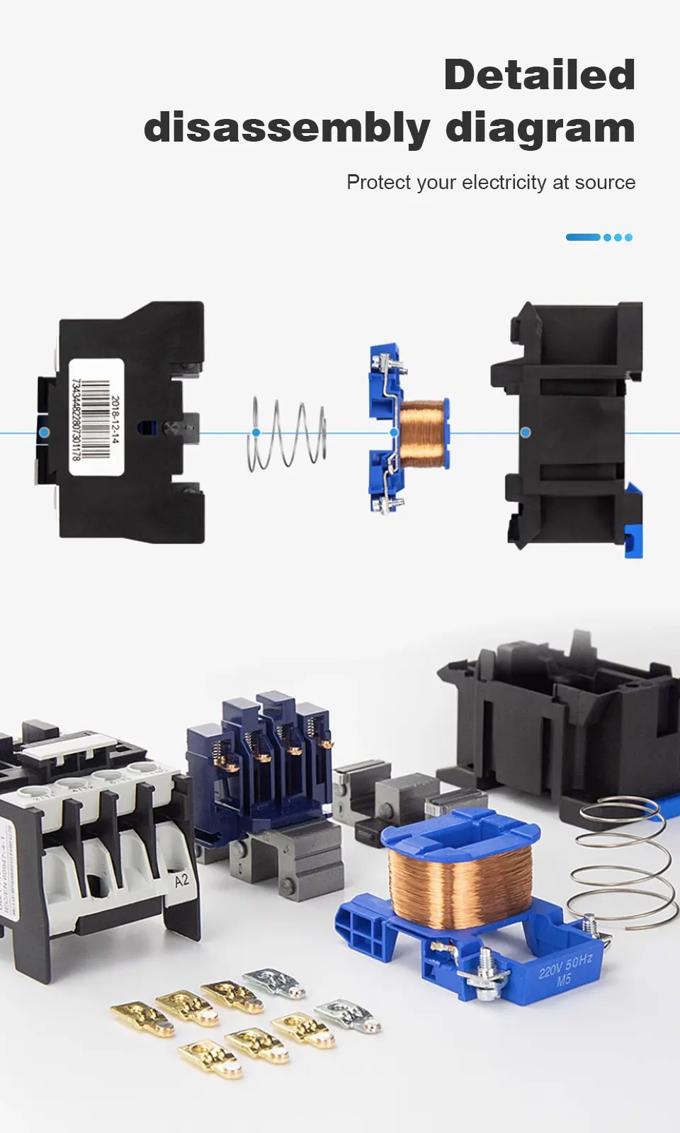 Modular Din Rail AC Magnetic Contactor for 220V/380V Motor Control