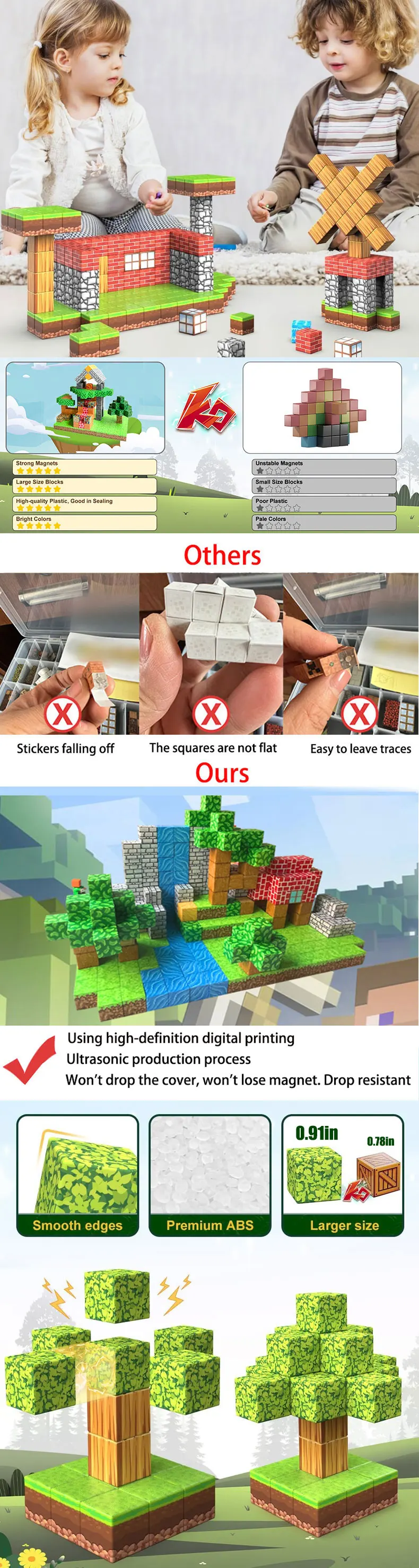 Build Mine Magnet World Magnetic Tiles Building Blocks Toddler Toys ...