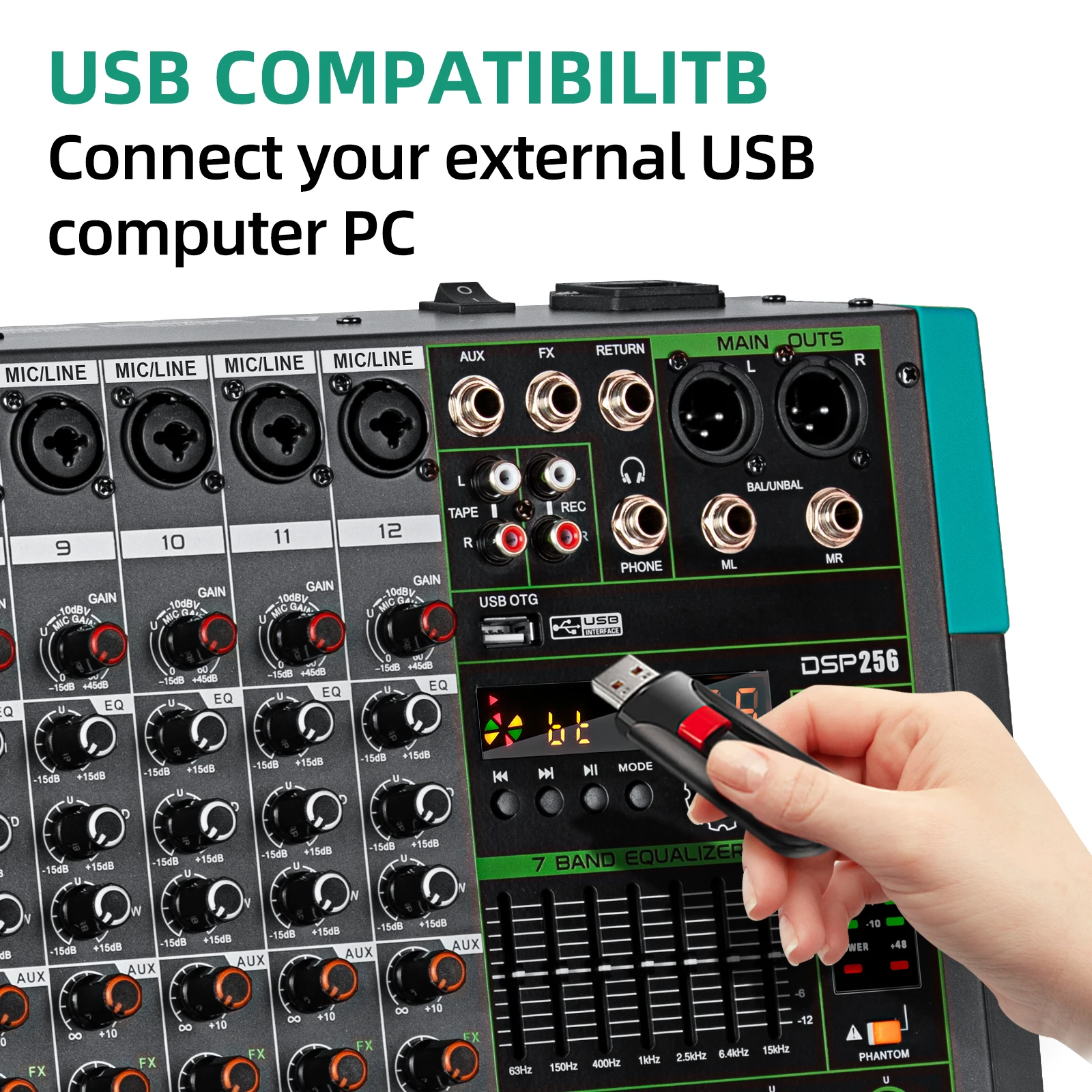Biner MG12 - 12 Channel Professional Audio Mixer Console