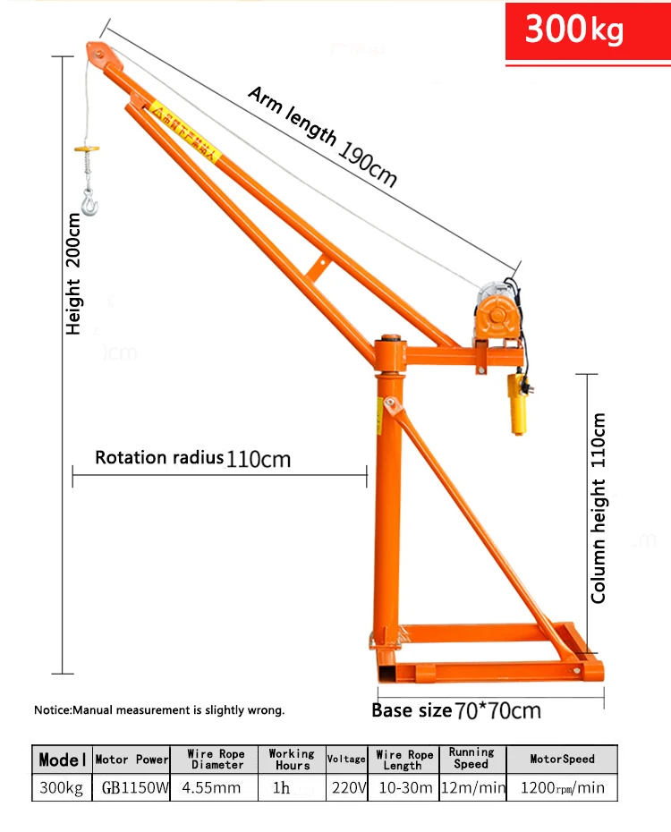 Mini Engine Crane - 360 Degrees Rotate, 1000kg Capacity