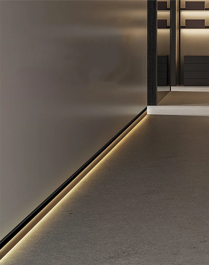 Recessed Skirting Line Aluminium LED Profile - Black Corner Bar Light ...