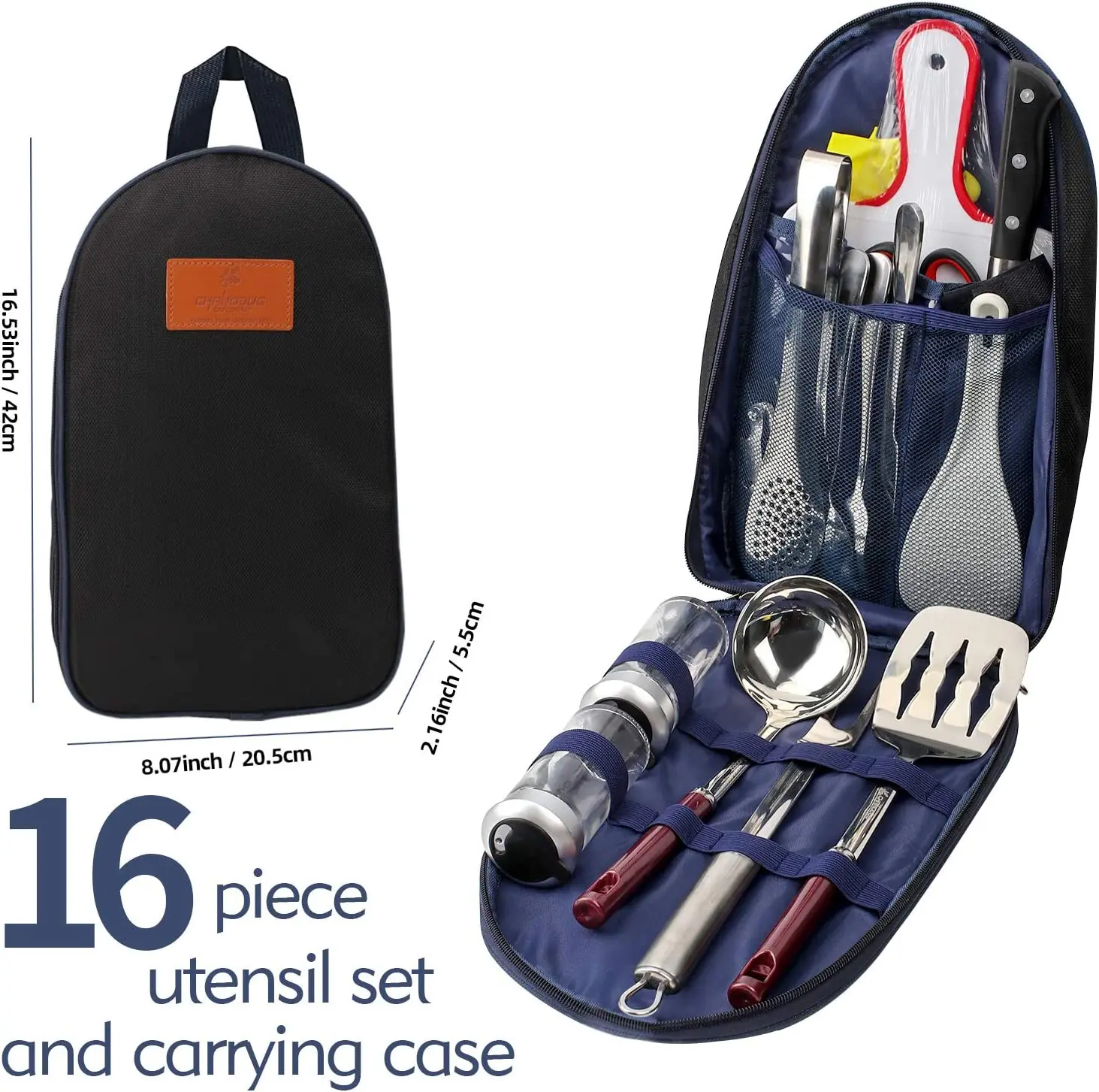 Camping Cookware Camp Kitchen Utensil 16-piece Stainless Steel Outdoor ...