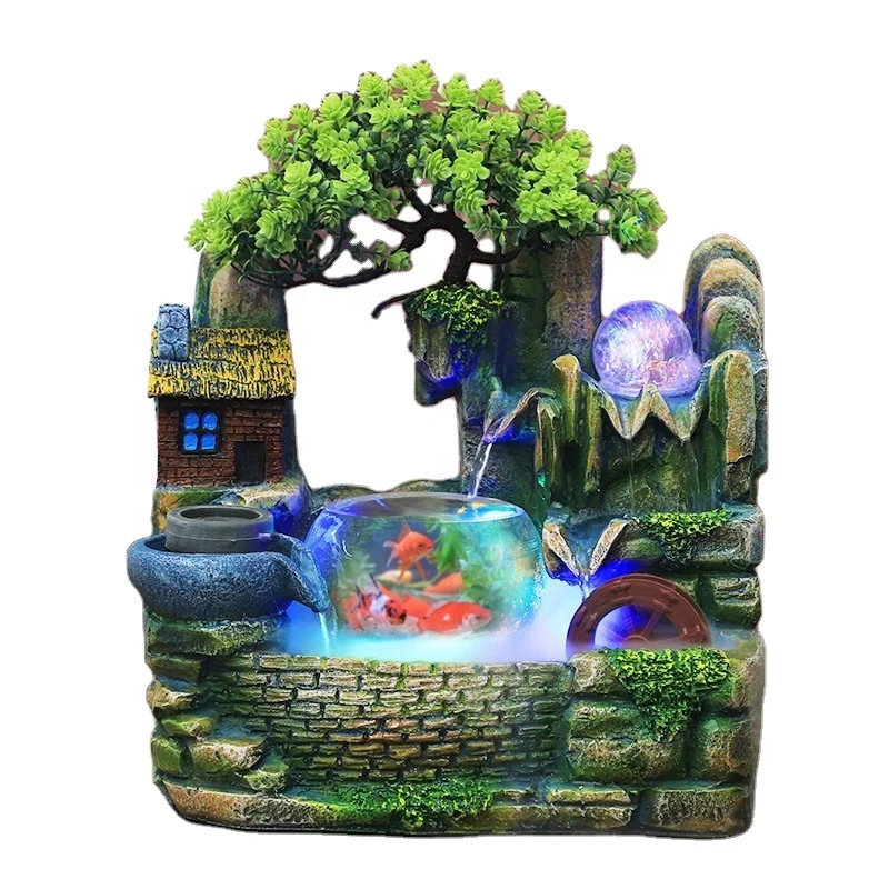 Creative Circular Fish Tank Rockery Circulating Water Humidifier ...
