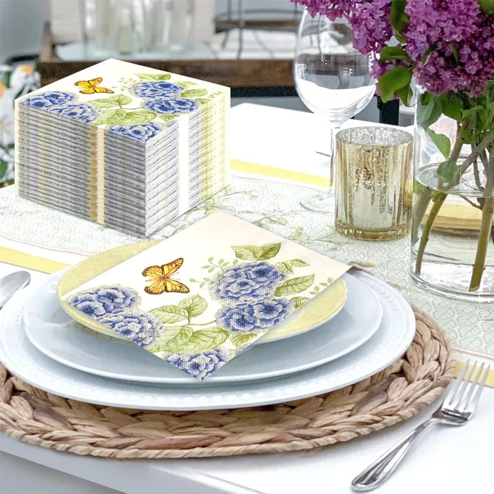 Premium Purple Spring Flowers Soft Absorbent Disposable 3ply Beverage ...