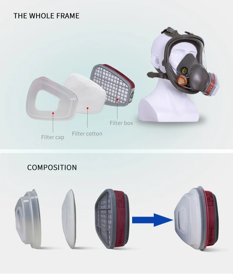 Industrial Full Half Face Oxygen Black Chemical CBRN Respirator Filter ...