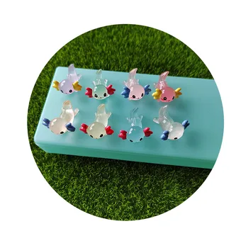Cute Luminous Resin Axolotl Figurine Charm Ornaments Mini Glow In Dark ...