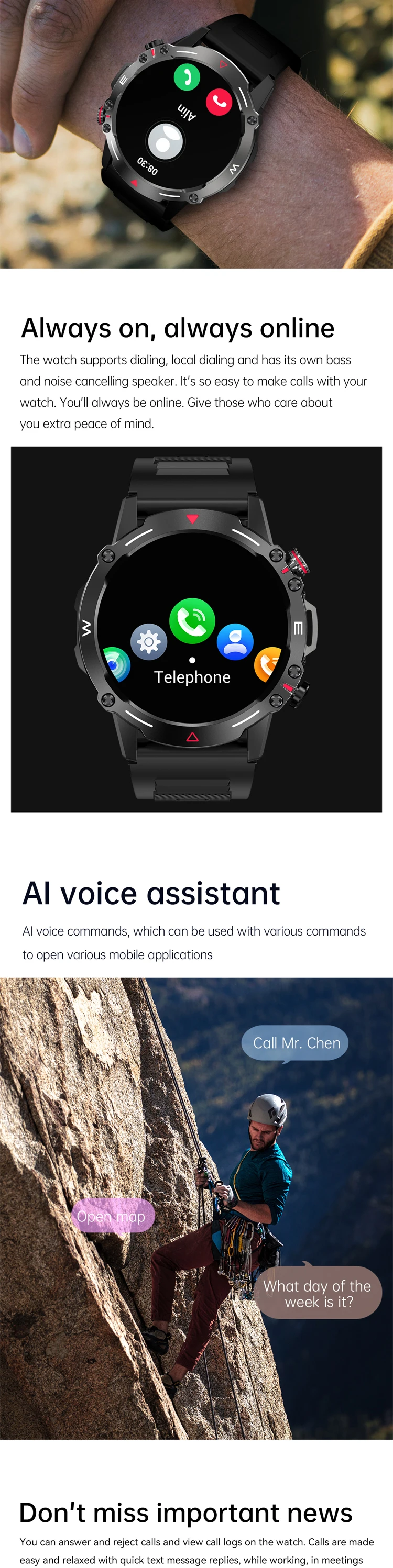 Amoled Smartwatch For Men Sports Watch Bt Calling 1.43 Inch Screen Ip68 ...