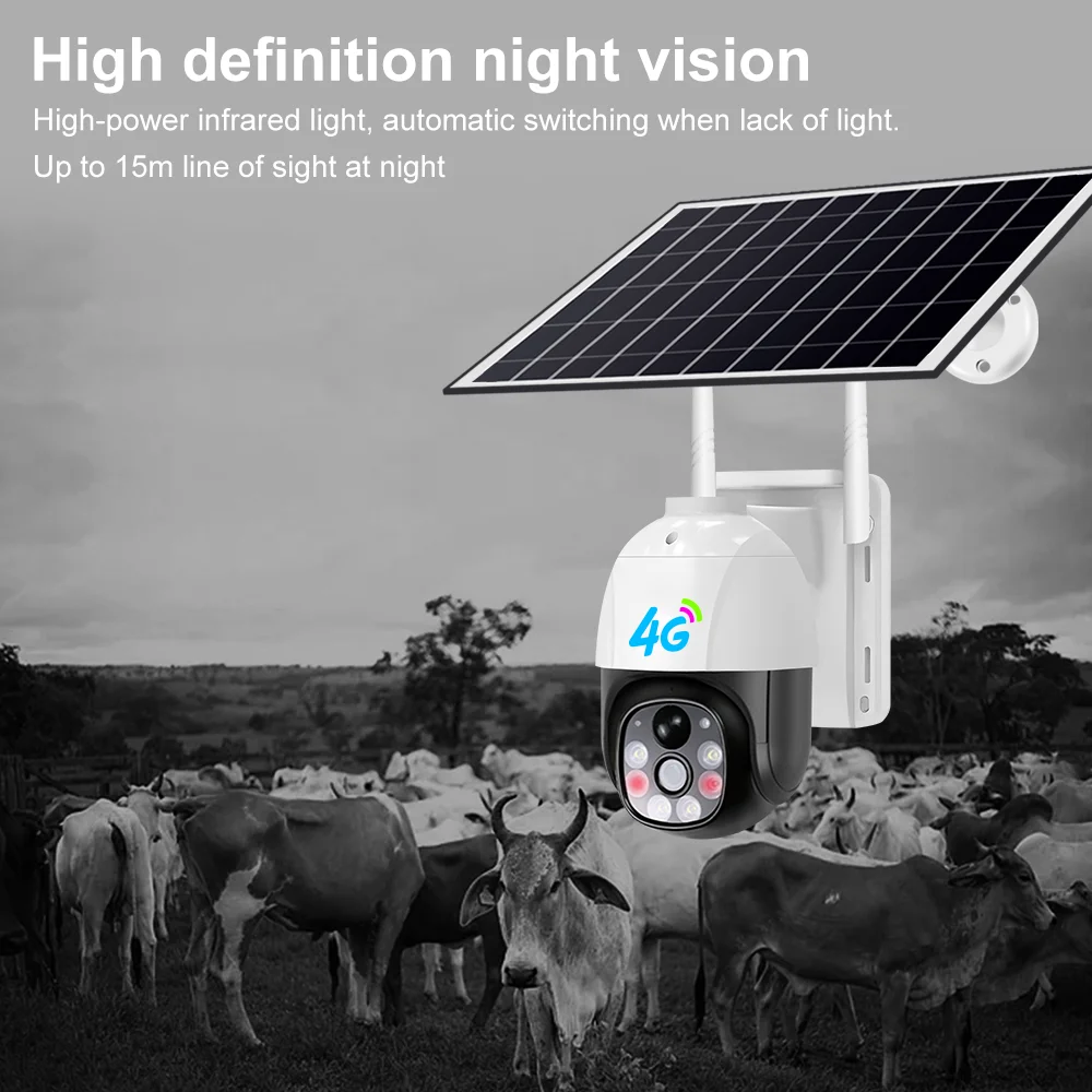 3mp Waterproof Solar Energy Alert Ptz Camera Colorful Night Vision ...