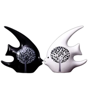 Ceramic Romantic Couple Kiss Fish Figurines Ornaments For Wedding Gift ...