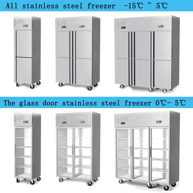 Stainless Steel Upright Fridge with Top Mounted Freezer