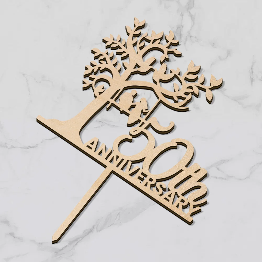50th Anniversary Cake Topper In Wood 50 Wedding Anniversary Cake