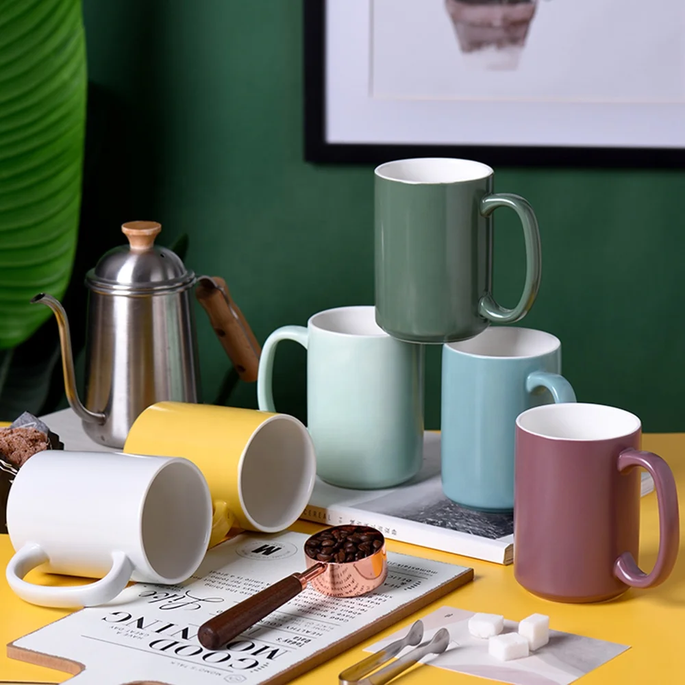 Factory Price Ceramic Coffee Mug Water Cup Macarlon Color 500ml Large ...
