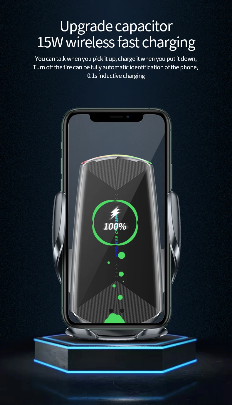 New Car Wireless Charger Holder 15w Fast Charging Stand Automatic Car ...