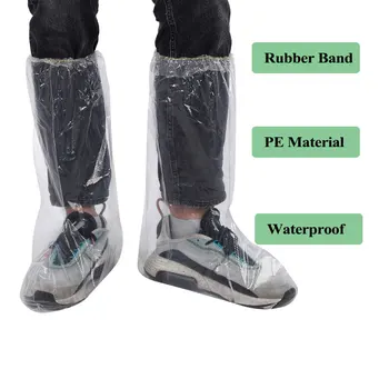 Eco-friendly Elastic Waterproof Plastic Long Shoe Covers Transparent ...