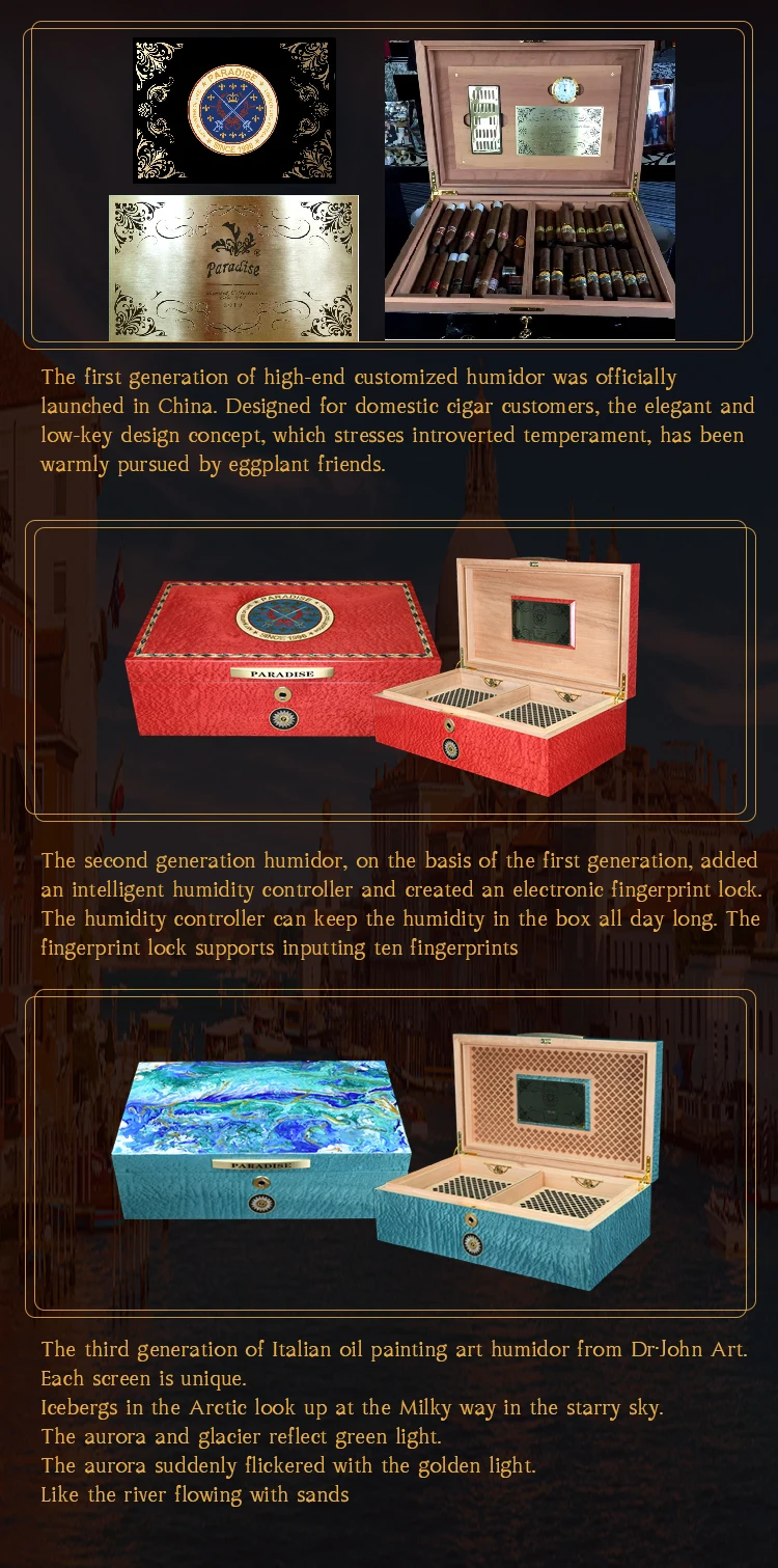 Luxury Cigar Humidor Cedar Wood Italy Design Maintain Humidity Classic ...