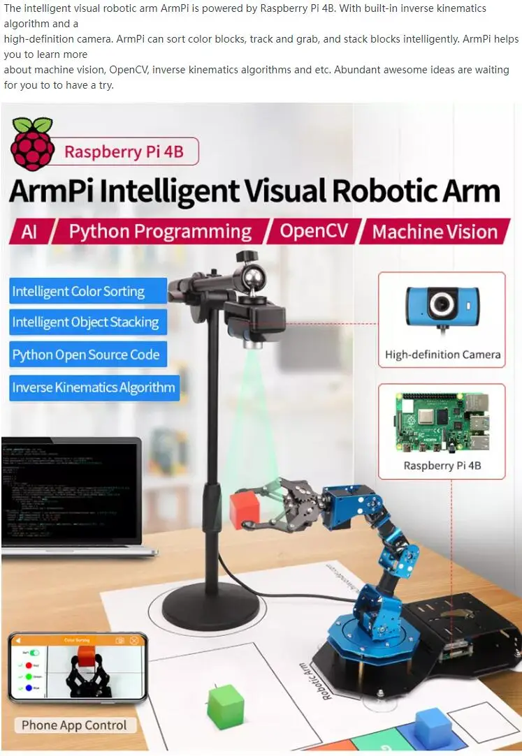 Hiwonder Armpi - STEM Schools Robotic Arm Kit with Raspberry Pi