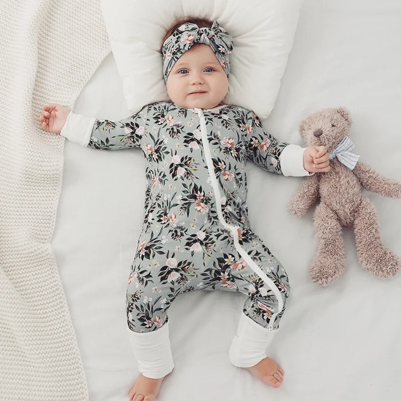 Factory OEM Fold Over Cuff Baby Pajamas Onesie Bamboo 2-way Zipper ...