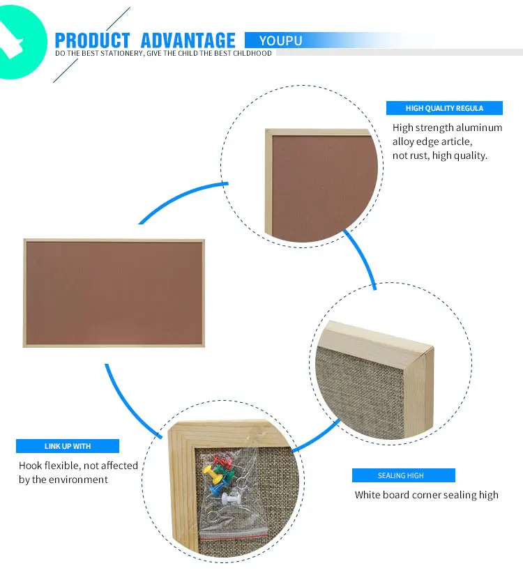 Natural Linen Woven Bulletin Board,Wooden Frame Wall Mounted Home ...