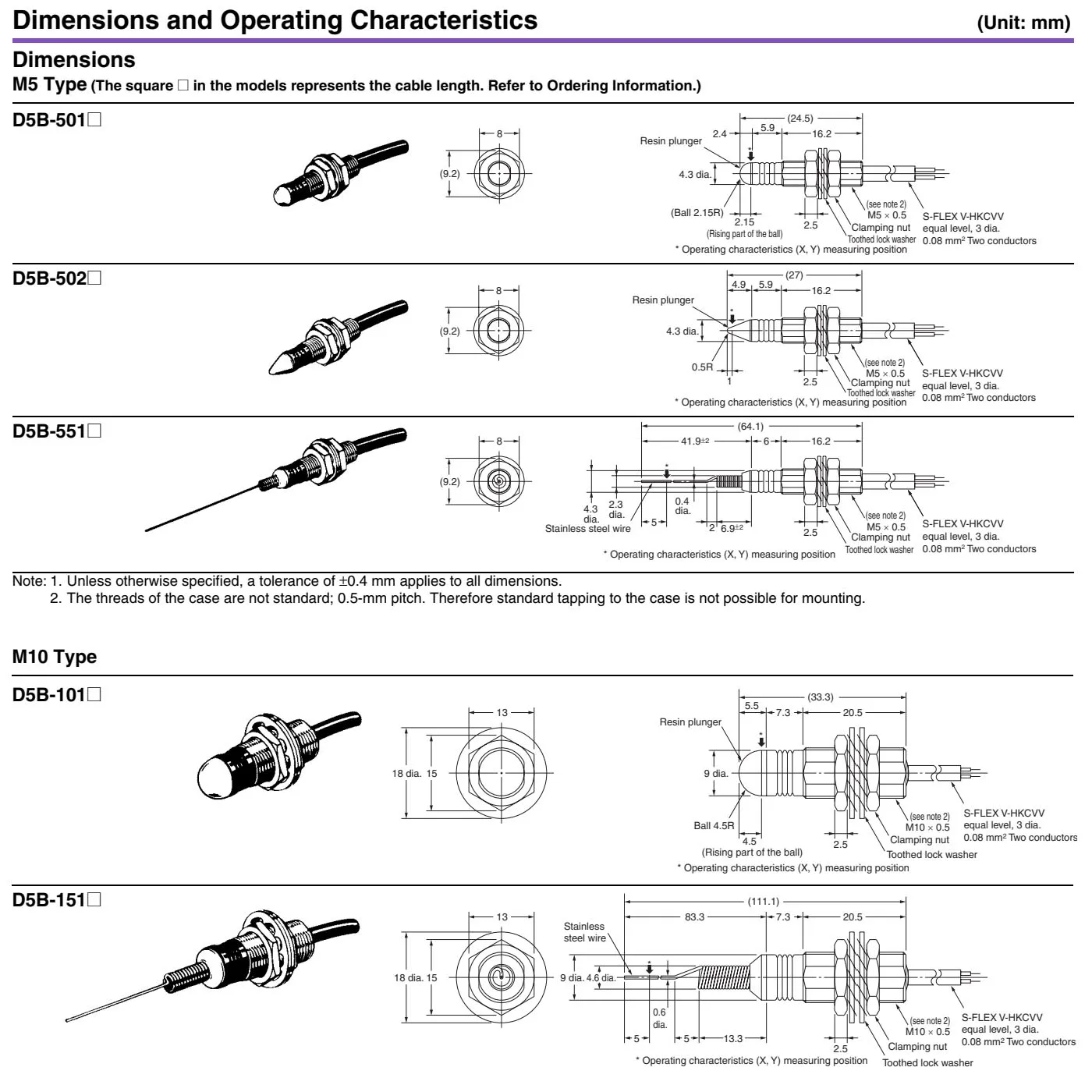 D5b Mechanical Touch Switch D5b-1011 D5b-1511 D5b-1513 D5b-5011 D5b-5513 A Mechanical Touch ...