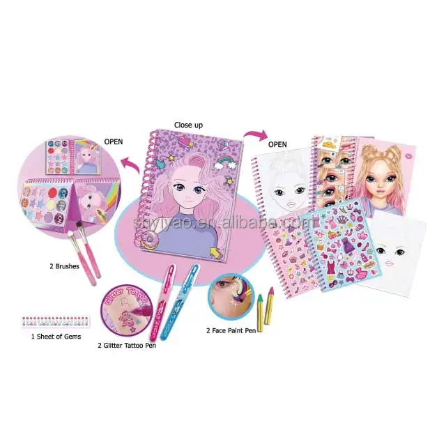 Cute Make up Notebook with Sticker Gift Set Girls Fashion Make up Book ...