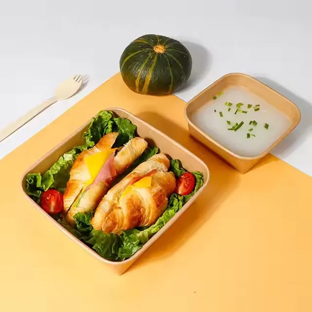 JIEHUI Flat Base Square Food Packaging - Disposable Paper Trays