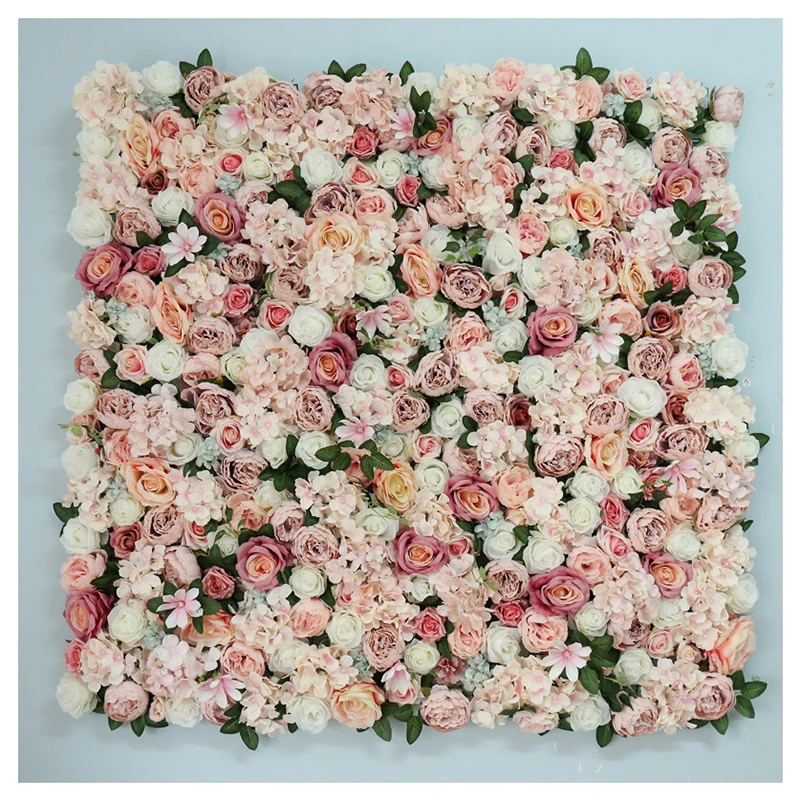 8ftx8ft Artificial Silk Flower Wall Panels - White Rose Hydrangeas