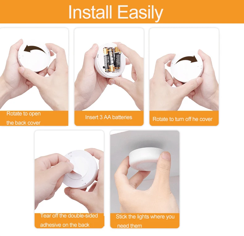 Battery Acrylic Dimmable RGB Puck Light - 6 Pack Rechargeable