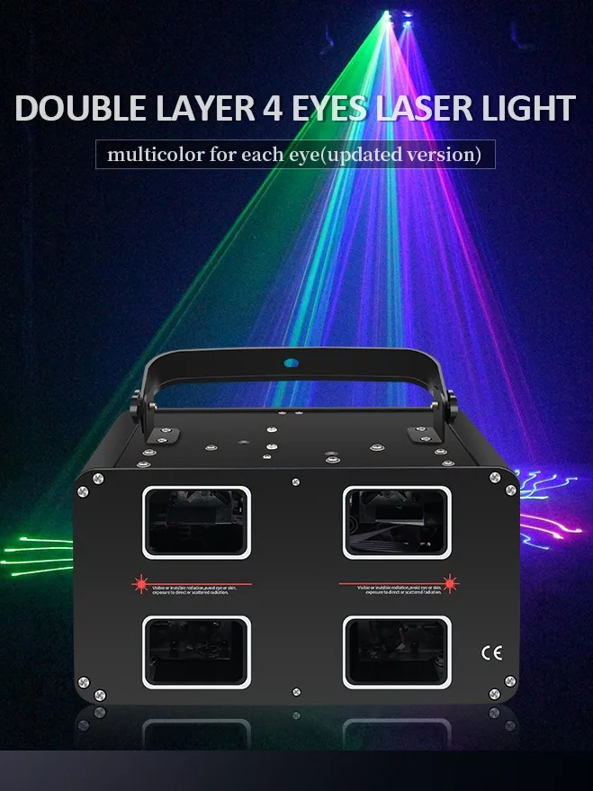 Upgraded Version 4 Heads Multicolor Laser Light Xmas Dj Disco Party Pub ...