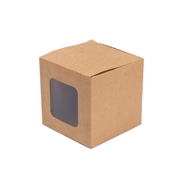 Multi Size Square Kraft Window Box Packing Gift Paper Boxes