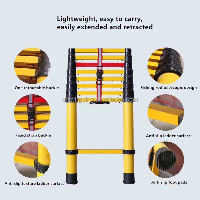 High Quality 5 Meter Telescopic Ladder - 26ft FRP Ladder