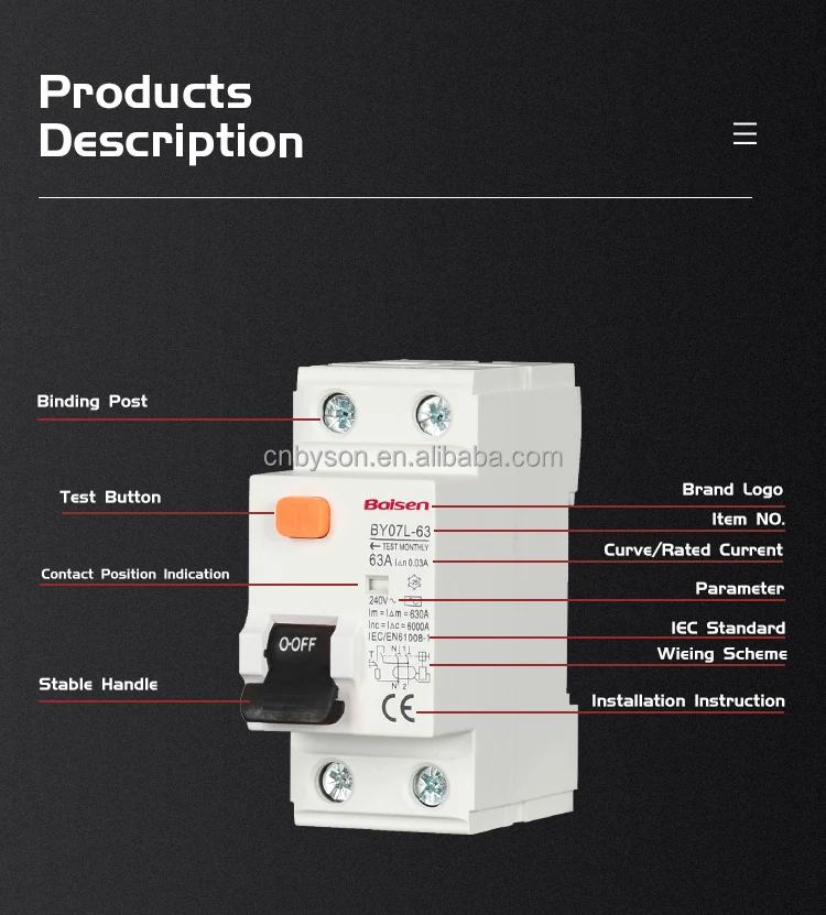 Solar Panel System Electronic Type 30/100/300ma 3p+n Rccb Residual Current Circuit Breaker - Buy ...