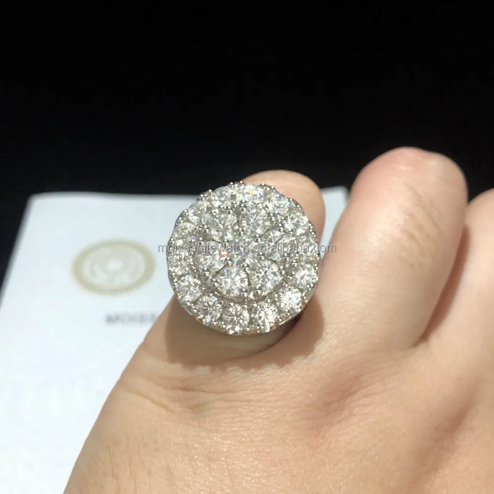 Custom Hip Hop Vvs Moissanite Ring Pass Diamond Tester Iced Out 925 ...