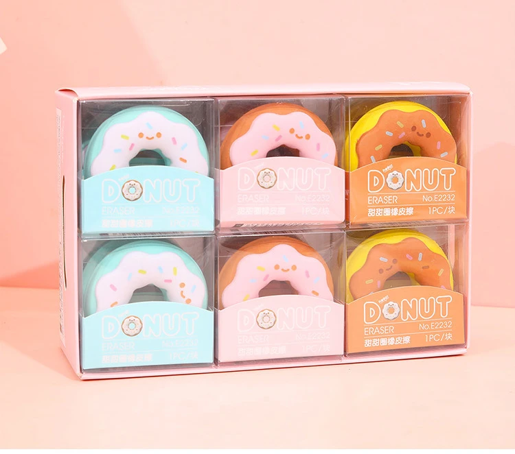 Cute Cartoon Donut Shaped TPR Eraser for Kids - Wholesale