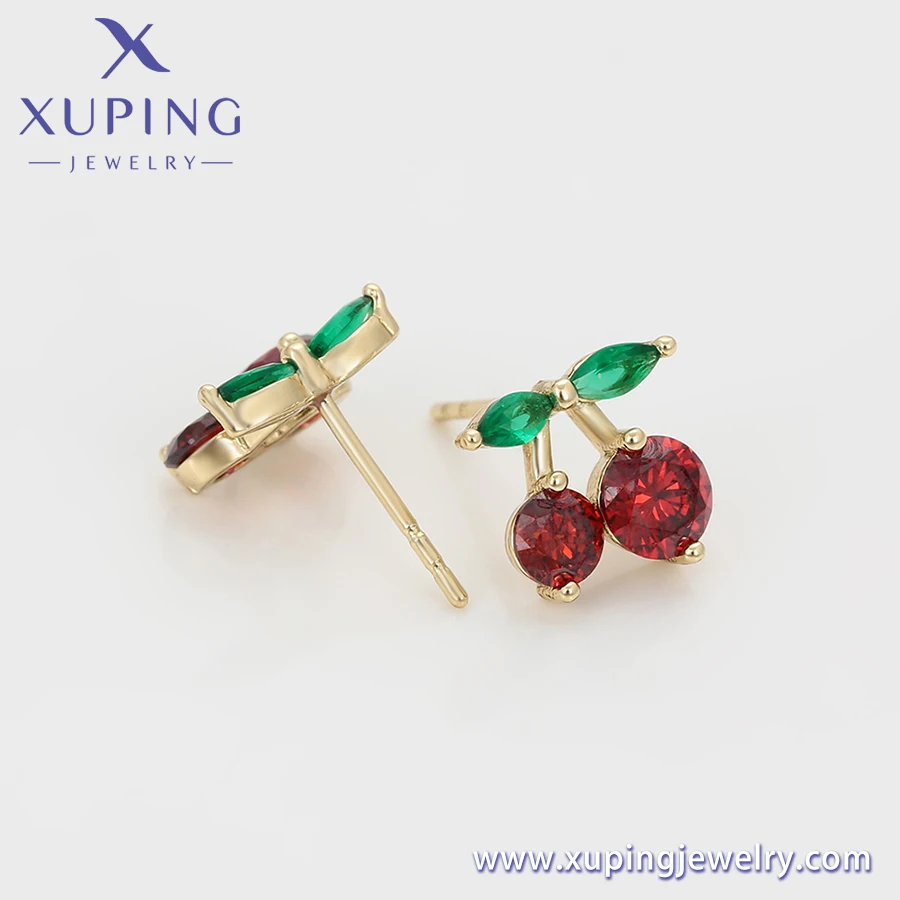 X0001117026 XUPING Jewelry 14K Gold Plated Cherry Stud Earrings