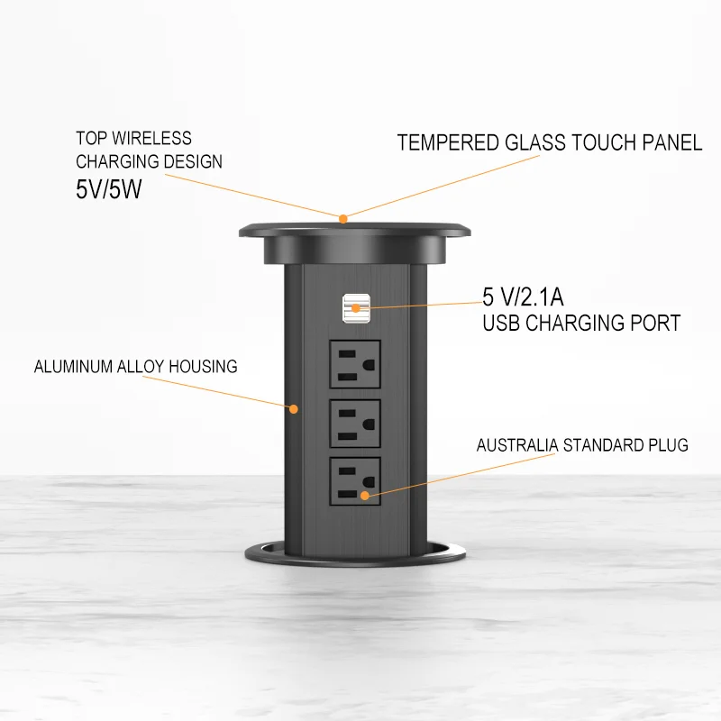 Tabletop Hidden Pop Up Power Socket with Wireless Charging and USB ...