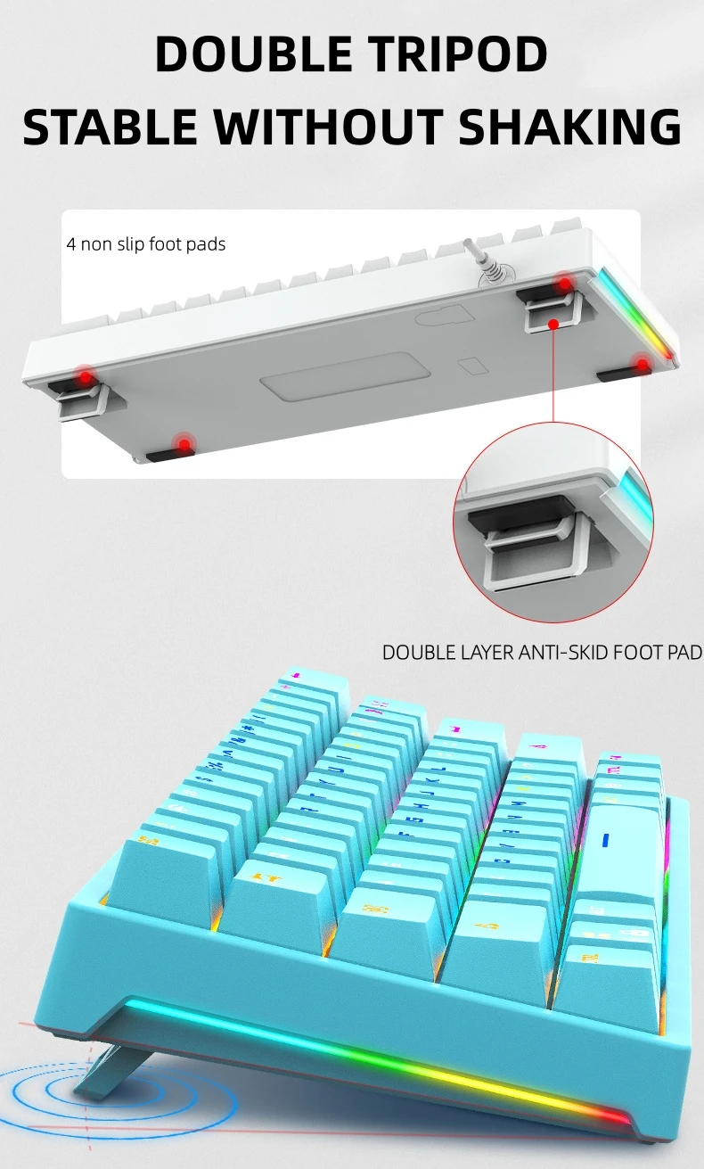 Professional 61 Keys 60% Teclado Led Rgb Laptop Wired Usb Computer ...