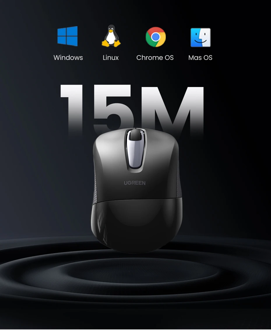 Ugreen Mouse Wireless Ergonomic Shape Silent Click 2400 Dpi For Macbook ...