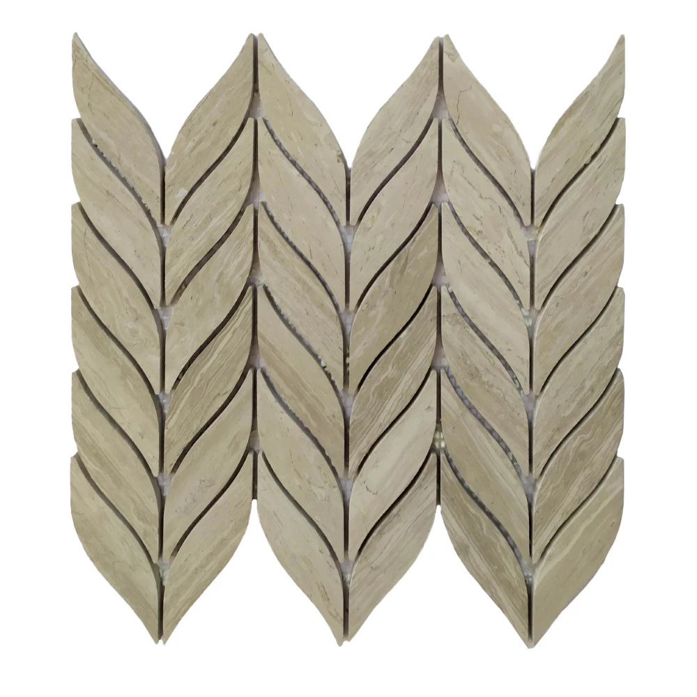High Quality Teak White Wood Grain Texture Leaf Shape Waterjet Natural ...